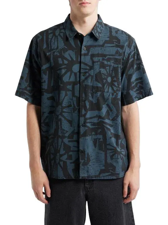 Rip Curl Liquid Trips Mason Short Sleeve Button-up Shirt - Washed Black