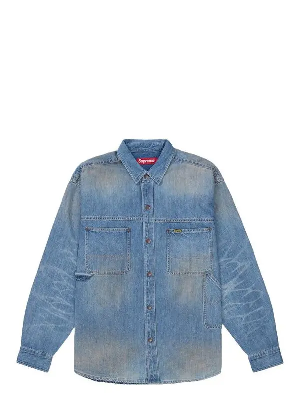 Supreme Worn Snap Painter Shirt - Denim