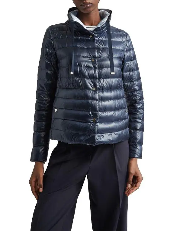 Herno Ultralight Reversible Down Jacket - 9290 Navy To Pearl Grey
