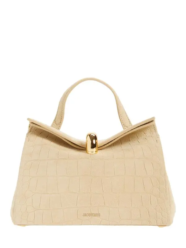 Jacquemus Le Petit Valerie Croc Embossed Top Handle Bag - Beige 150