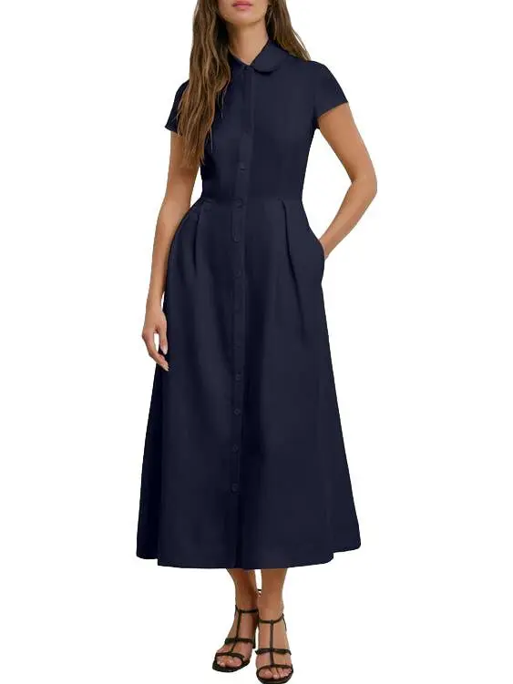 FAVORITE DAUGHTER The Sunday Best Maxi Shirt Dress - Navy