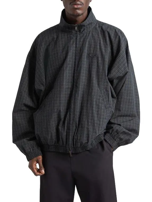 Balenciaga Loop Sports Icon Micro Tartan Technical Cotton Track Jacket - 8069 Navy/dark Green