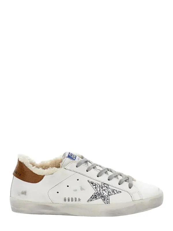 GOLDEN GOOSE Super Star Leather Upper Glitter Star Sneakers - White