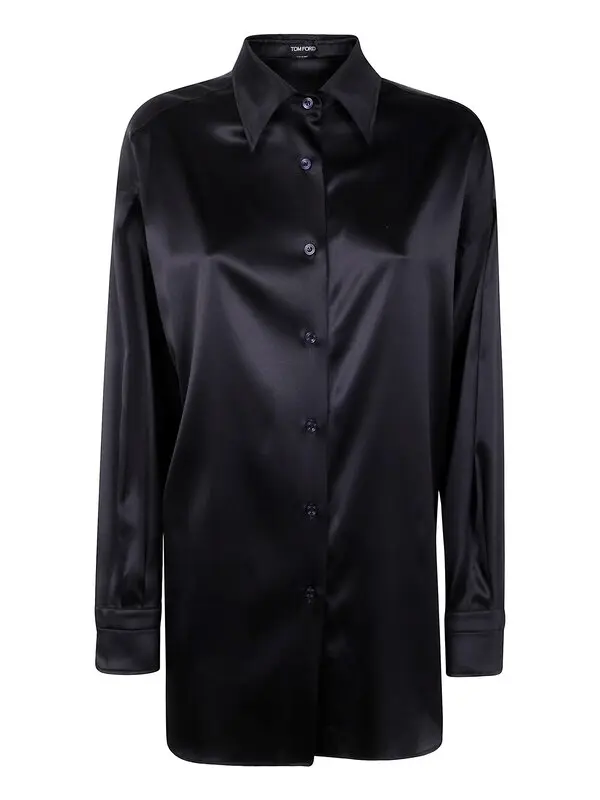 TOM FORD Stretch Silk Satin Shirt - Black