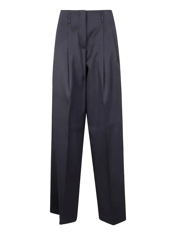 GOLDEN GOOSE Wide Leg Wool Gabardine Pants - Black