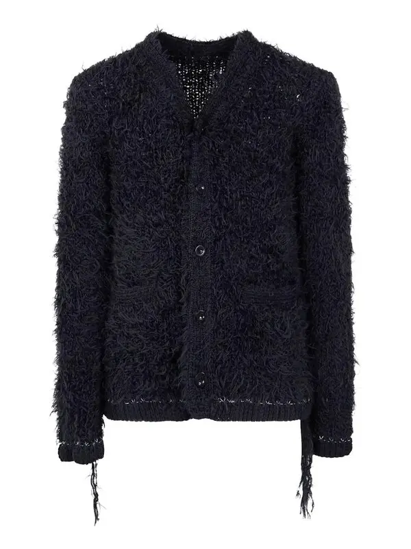 Sacai Furry Knit Cardigan - Black