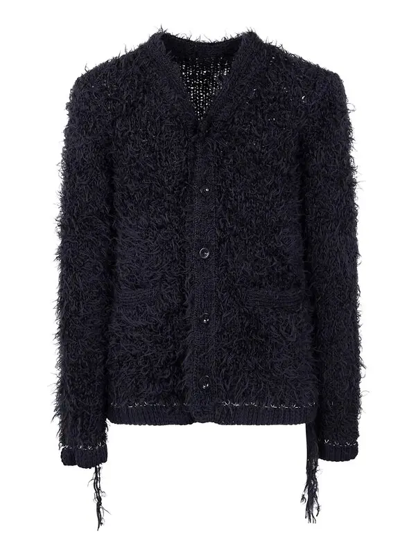 Sacai Furry Knit Cardigan - Black