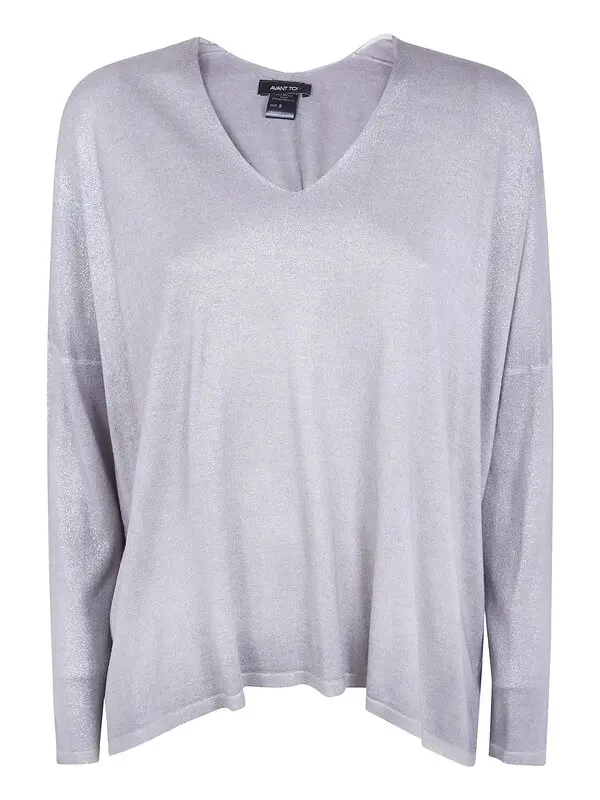 Avant Toi Oversized V-neck Pullover - Gray