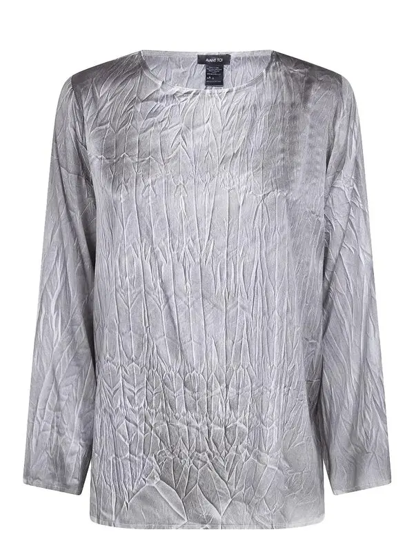 Avant Toi Crumpled Effect Stretch Silk Blouse - Gray
