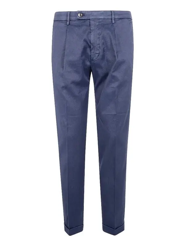 MICHAEL COAL Linen Classic Trousers - Blue