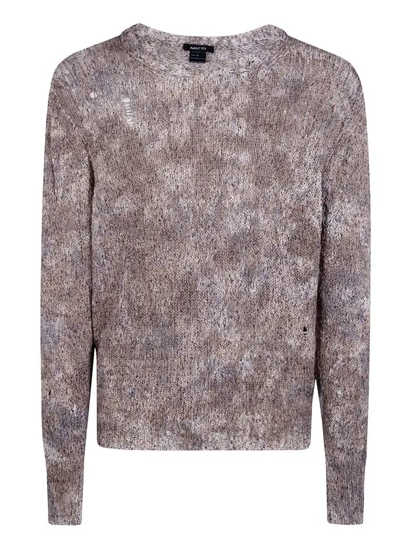 Avant Toi Zola Camouflage Effect Malfile Cotton Round Neck Sweater - Brown