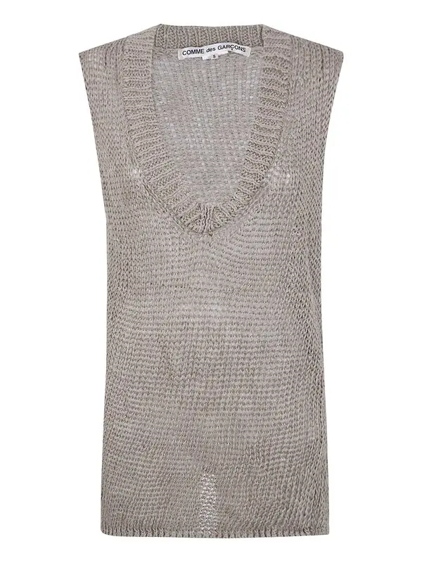 Comme Des Garçons V-neck Gilet - Beige