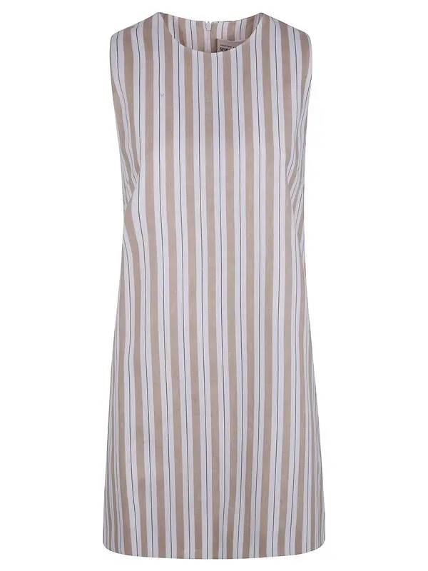 SEMICOUTURE Stripe Linen Minidress - Beige