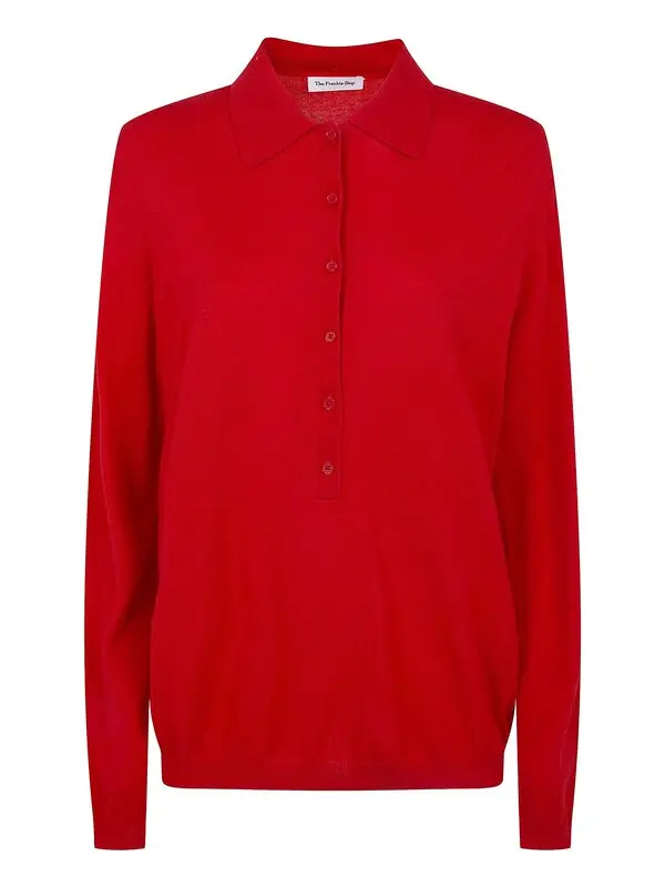 THE FRANKIE SHOP Tala' Knit V-neck Polo - Red