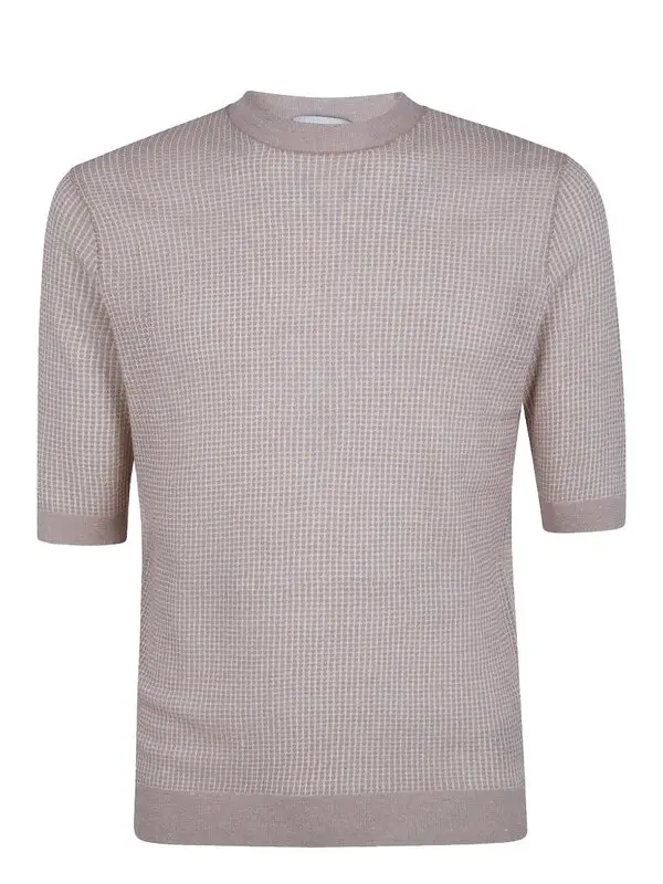 BALLANTYNE Riso Stitch Round Neck Sweater - Beige