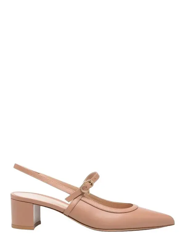 GIANVITO ROSSI Allette Calf Leather Low Heel Pump - Beige