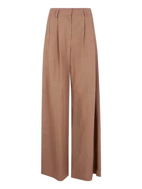 DRHOPE Wide Leg Pince Trousers - Brown