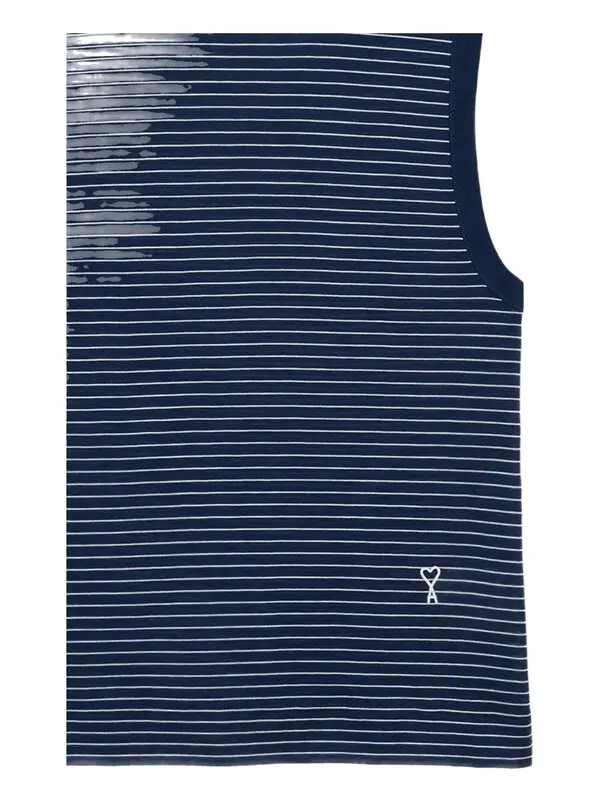 Ami Classic Fit Striped Tank Top - Blue