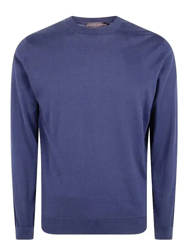 FILIPPO DE LAURENTIIS Long Sleeve Round Neck Sweater - Blue