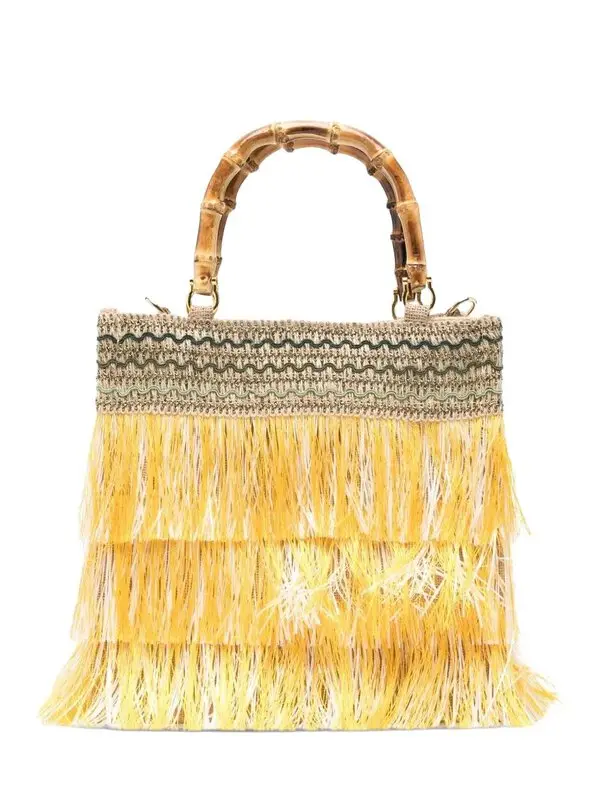 LA MILANESA Orchidea Fringe Medium Bag - Yellow