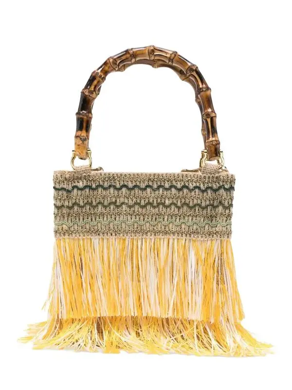 LA MILANESA Orchidea Fringe Small Bag - Yellow