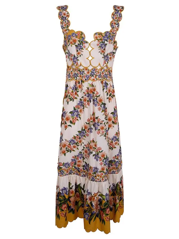 Farm Rio Linen-blend Midi Dress - Beige