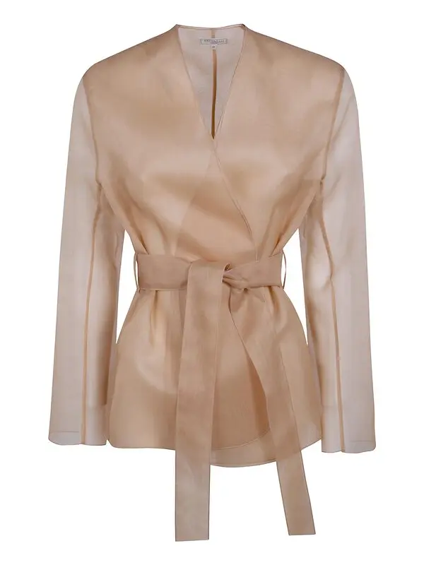 Antonelli Firenze Elia Organza Silk Belted Waist Coat - Beige