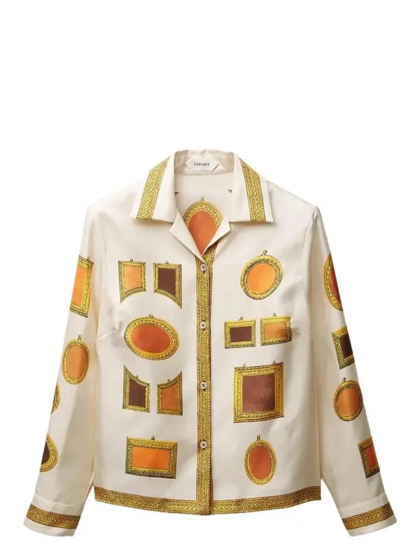 Versace Silk Twill Button-down Shirt - Beige
