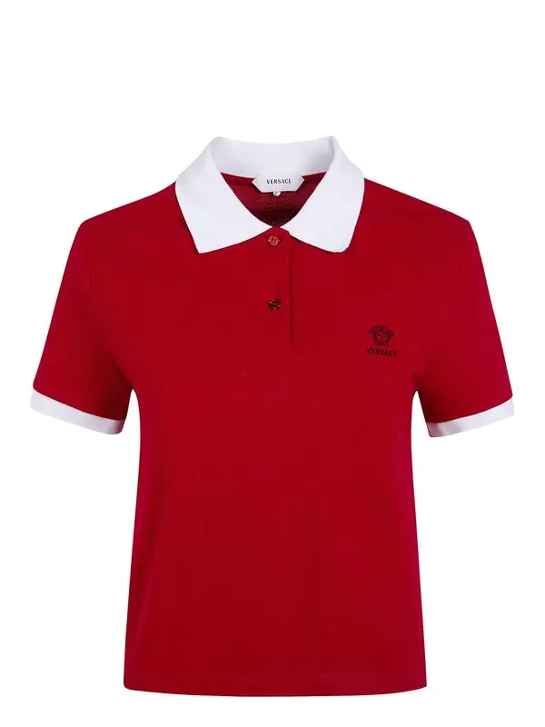 Versace Polo Piquet With Logo And "medusa" Embroidery - Red