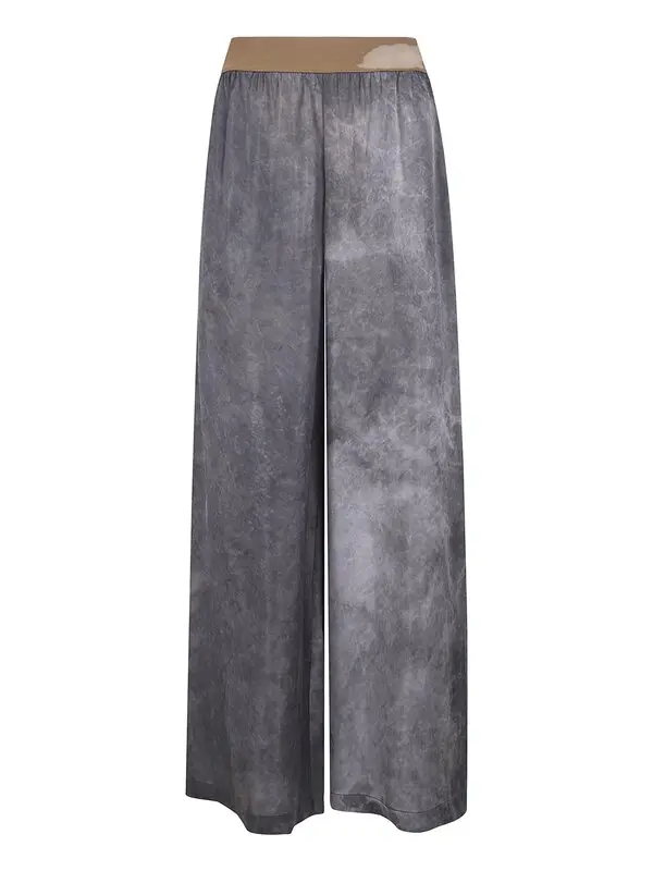 UMA WANG Wide Leg Cupro Trousers - Gray