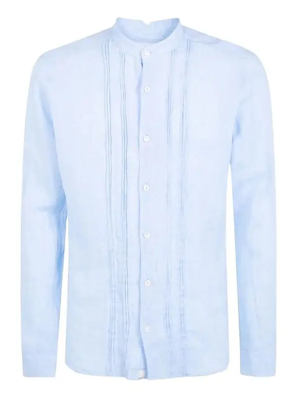 TINTORIA MATTEI 954 Pleated Linen Shirt - Blue