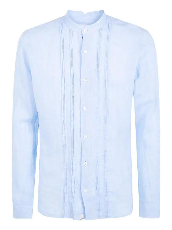 TINTORIA MATTEI 954 Pleated Linen Shirt - Blue