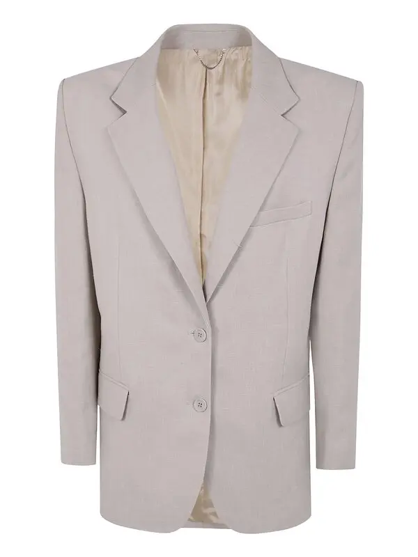 Magda Butrym Floral Detail Linen Blazer - Beige