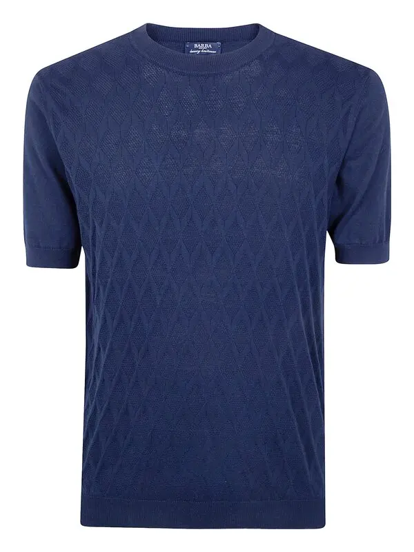 BARBA NAPOLI Embroidered Round Neck Sweater - Blue