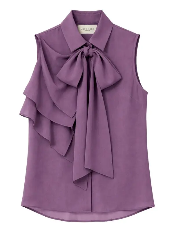 Aiste Hong Ruffle Tie-neck Blouse - Grape