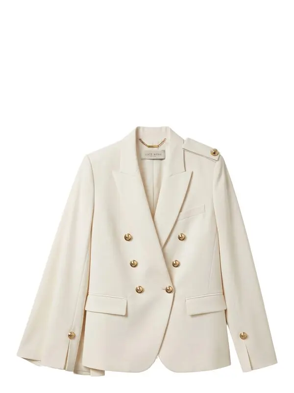 Aiste Hong Sleeve Cape Double-breasted Blazer - Cream