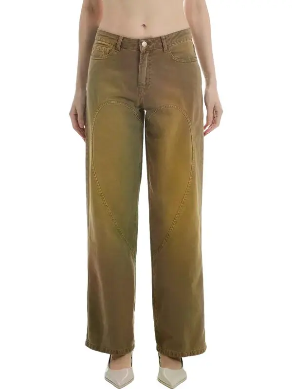 CARNE BOLLENTE Heart-motif Topstitched Jeans - Brown