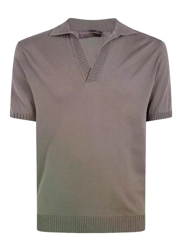 FILIPPO DE LAURENTIIS Knitted V-neck T-shirt - Grey
