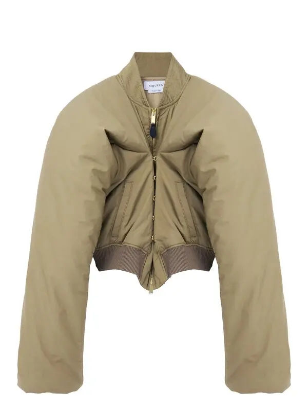 Alexander McQueen Cropped Bomber Jacket - Khaki