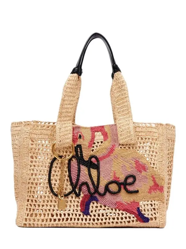 Chloé Rafia Tote Bag - Beige