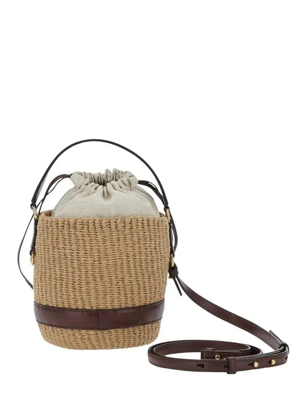 Chloé Charms Raffia Bucket Bag - Beige