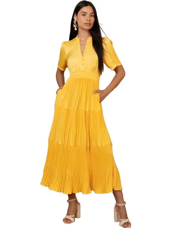 Hale Bob Vale Charmeuse Solid Maxi Dress - Yellow