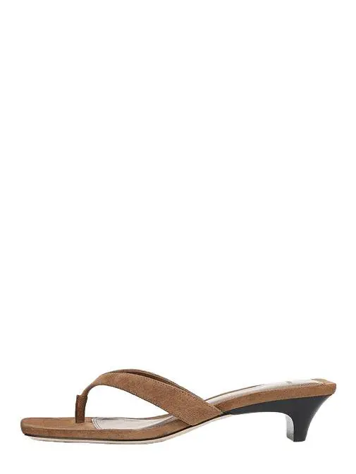 Vince San Juan Suede Heeled Thong Sandal - Natural