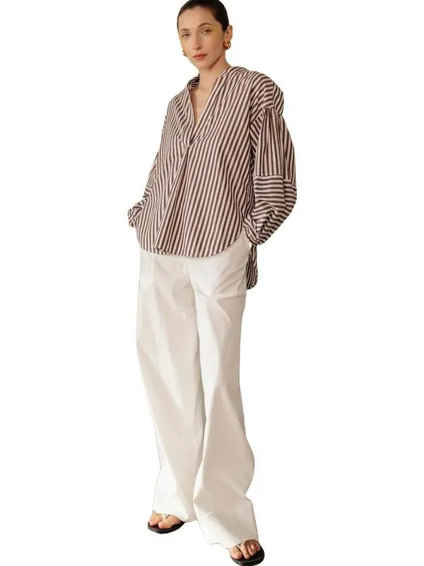 CALLAS MILANO Keaton Lantern Sleeve Shirt - Brown