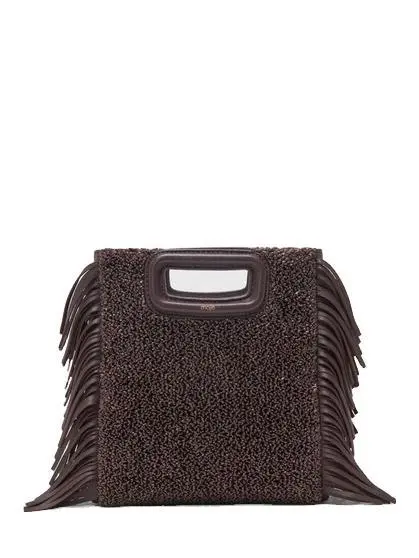 Maje Bouclé-effect M Bag - Brown