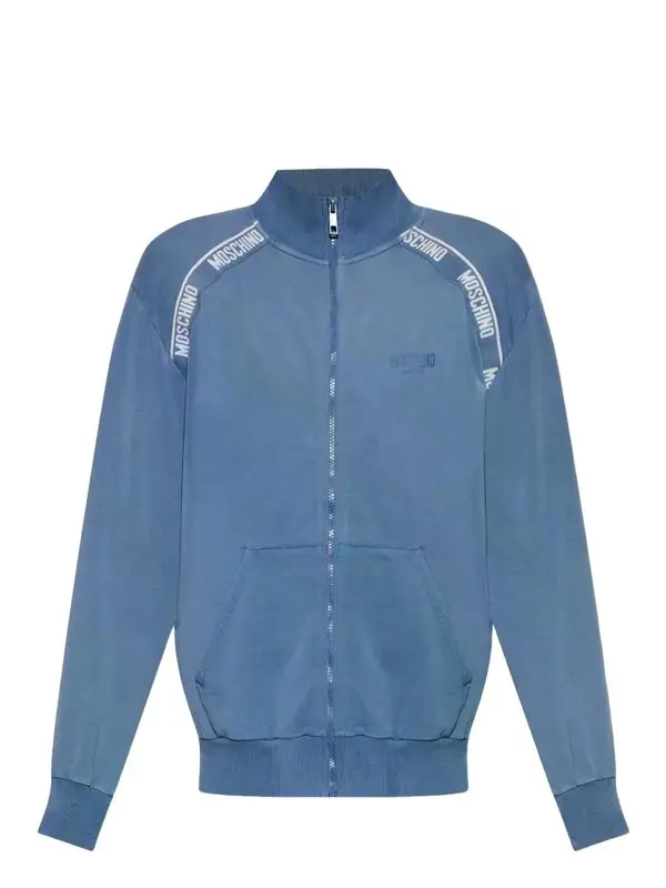 Moschino Logo-tape Zip-up Sweater - Blue
