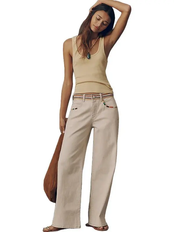 PILCRO Low-rise Wide-leg Jeans - White