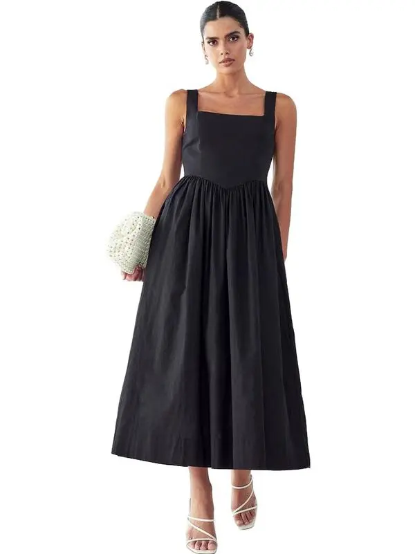 WILLA Lyla Fit-and-flare Midi Dress - Black