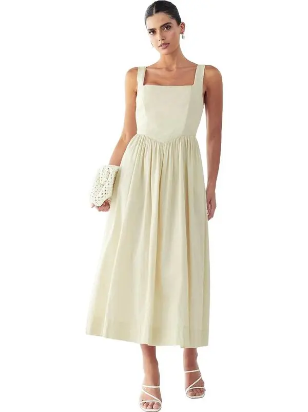 WILLA Lyla Fit-and-flare Midi Dress - Natural