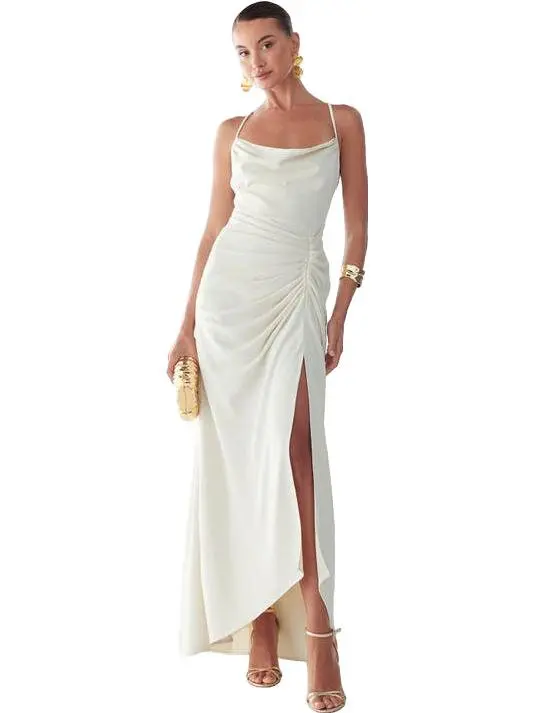 BWLDR Eliza Draped Maxi Dress - Off White